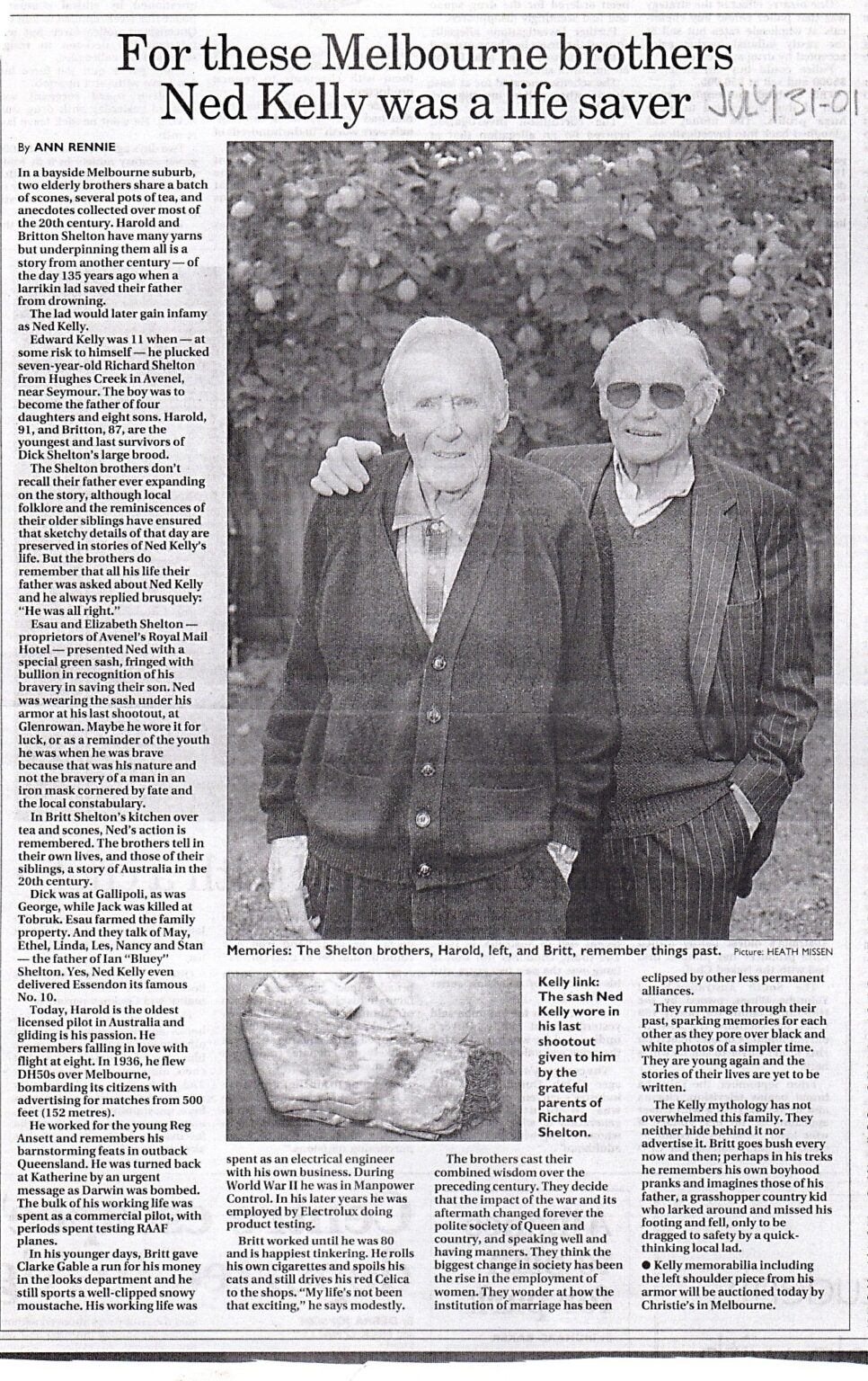 THE STORY OF NED KELLY RESCUING DICK SHELTON DIDNT COME FROM THE KELLYS ...